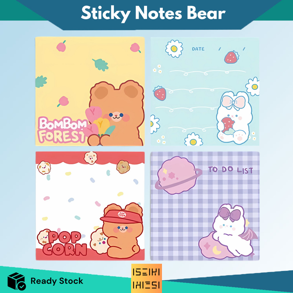 Iseiki | Sticky Notes Animal Bear Rabbit Characters Cute Sticky Paper ...