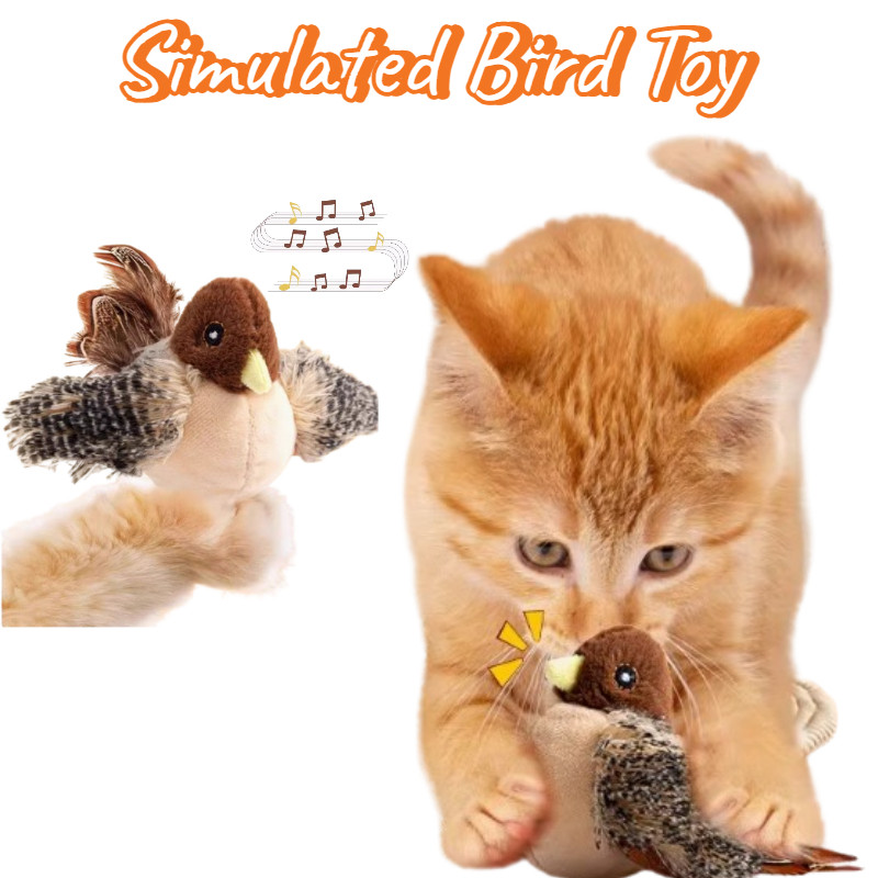 New Simulation Bird Toy Plush Sparrow Shape Pet Toy Interactive Toy ...
