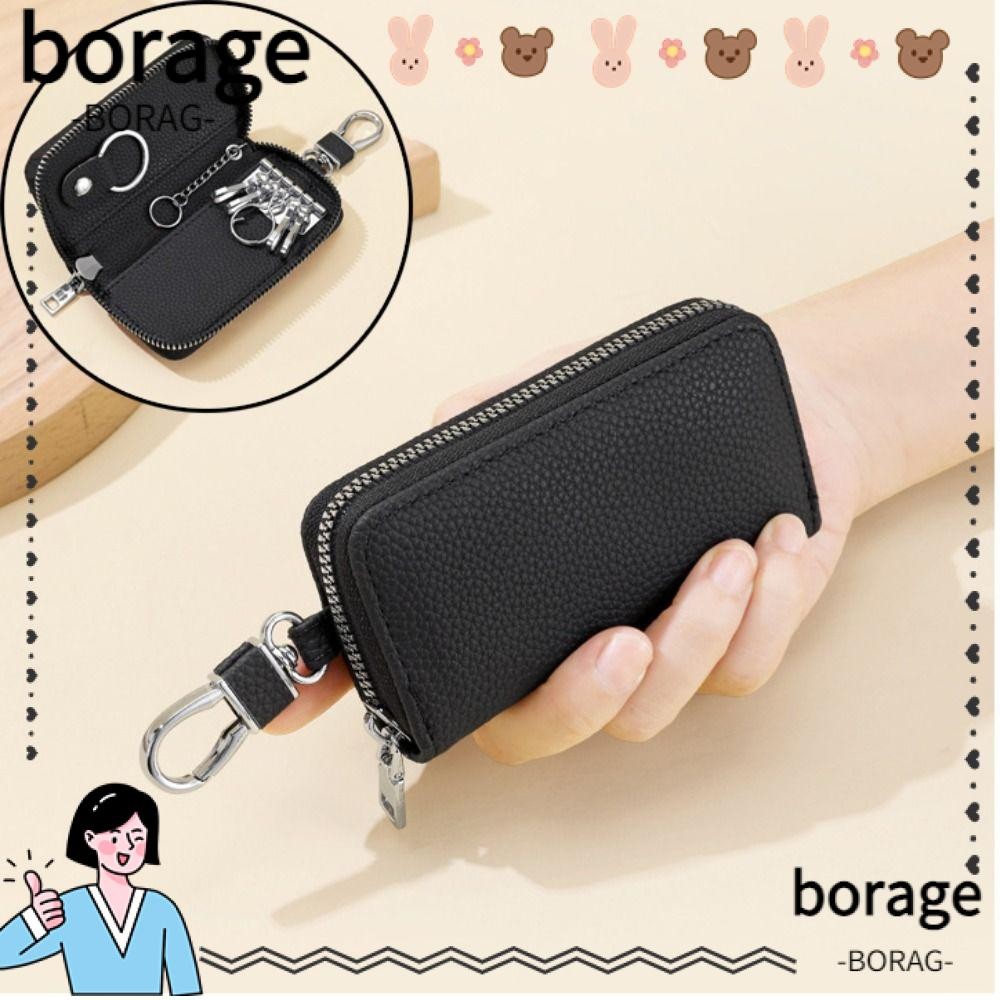 BORAGE Keychain Holder, Solid Color Multifunctional Car Key Bags ...