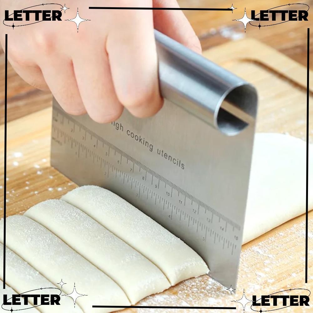 LET Dough Pastry Scraper, Stainless Steel with Measuring Scale Pizza ...