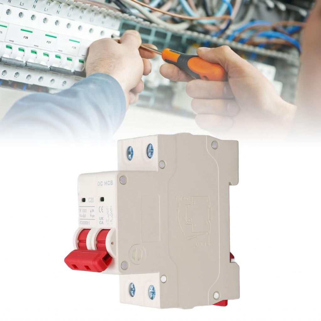 Xguli C20 2P DC Circuit Breaker Miniature 1000V for Solar PV System 20A DIN Rail Mounted Low ...