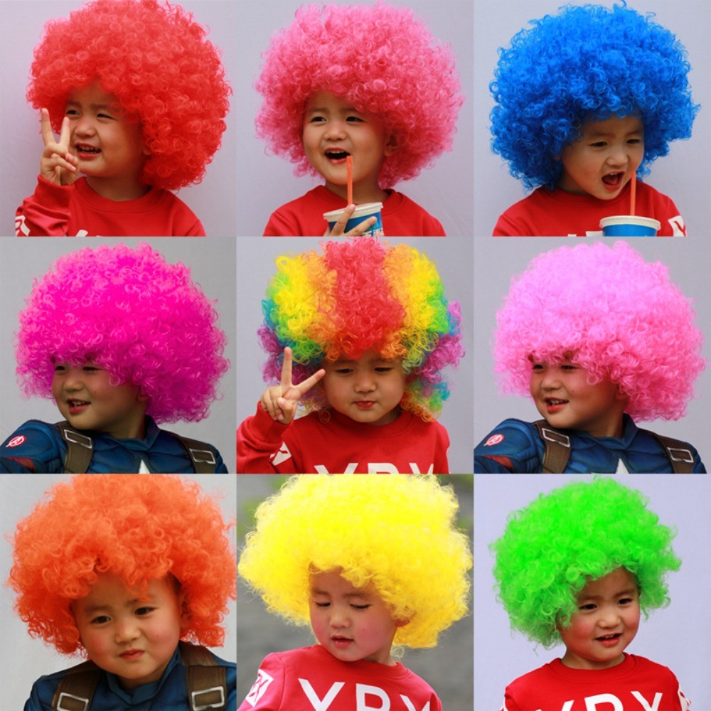 Rainbow Color Afro Funny Fans Wig Clown Dance Festival Party ...