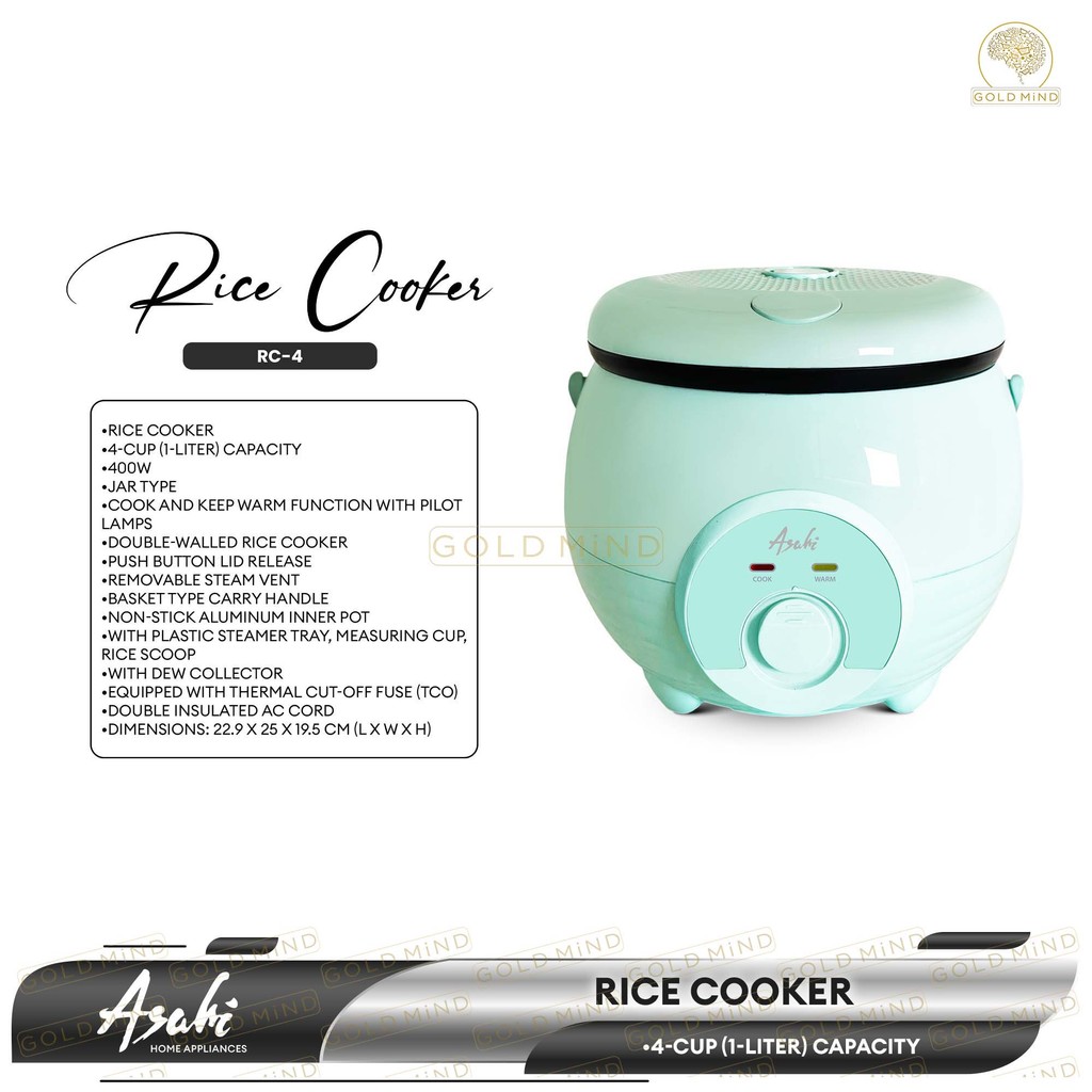 Asahi Jar Type RC-4 Rice Cooker 4 Cups 1.0L | Shopee Philippines