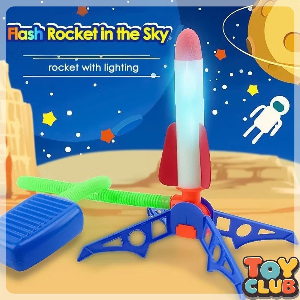 Flashing Flying Rocket Toy for Kids Outdoor Foot-operated Rocket ...