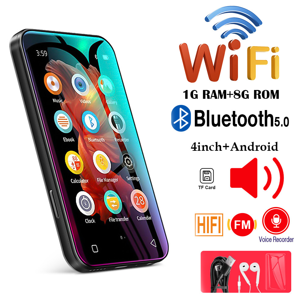 WIFI MP3 Player with BT 4.0" IPS Full Touchscreen Mp4 Mp3 Player ...