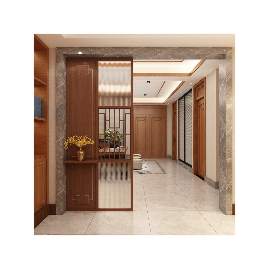 New Chinese Style Glass and Solid Wood Screen Partition for Living Room ...