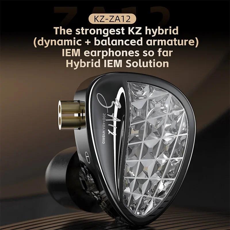 KZ ZA12 The KZ Strongest Hybrid IEM Earphones Dynamic with Tuning ...