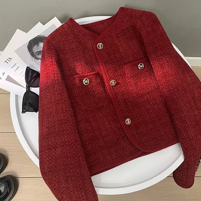 Thickened Wine Red Short Coat for Women Winter New Thickened Petite Top ...