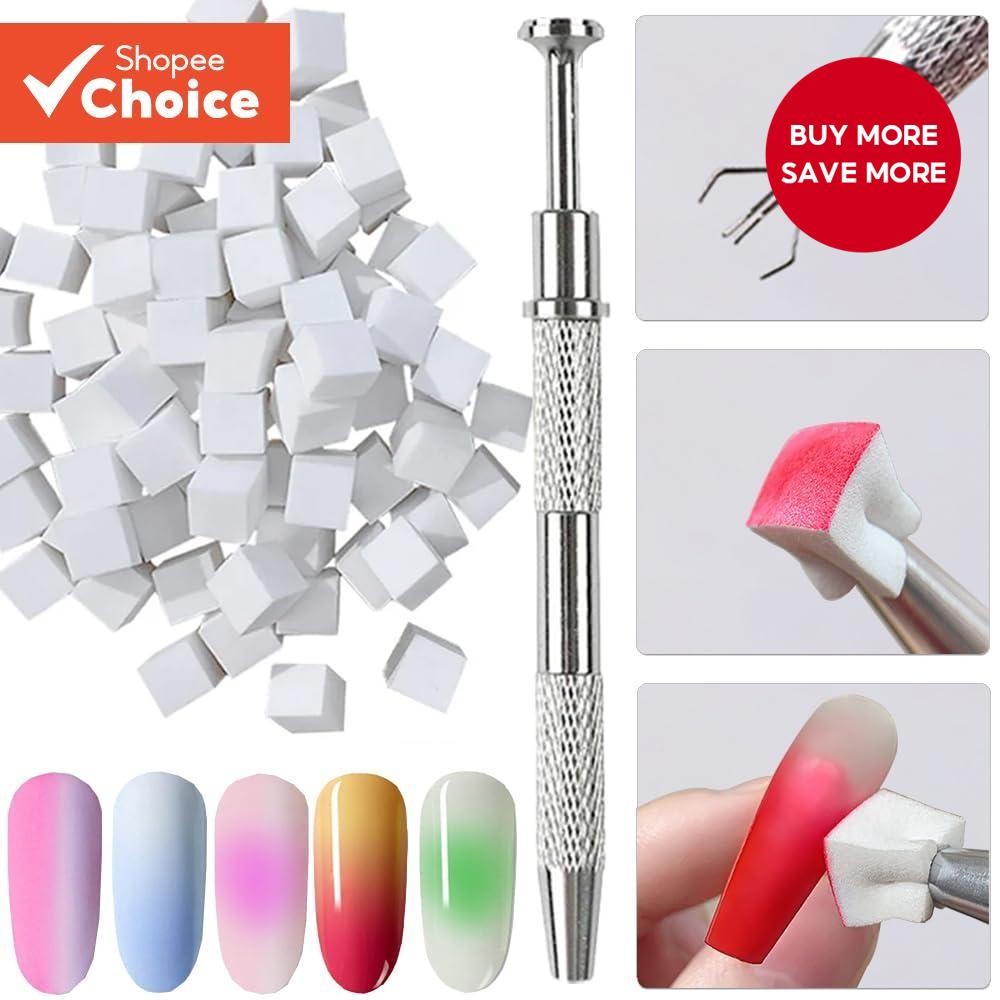 50Pcs White Soft Sponges Gradient Coloring Nail Sponge Grippers Mini ...