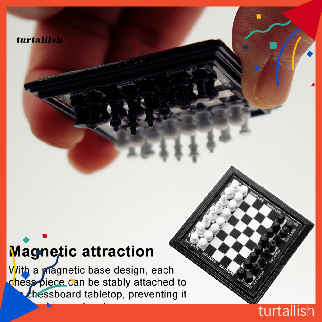 TURT Magnetic Miniature Chess Set Hand-colored Chess Set Mini Magnetic ...