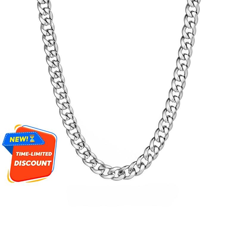 Hip Hop Edgy Silver Cuban Chain Necklace for Men and Women, Punk Trendy ...