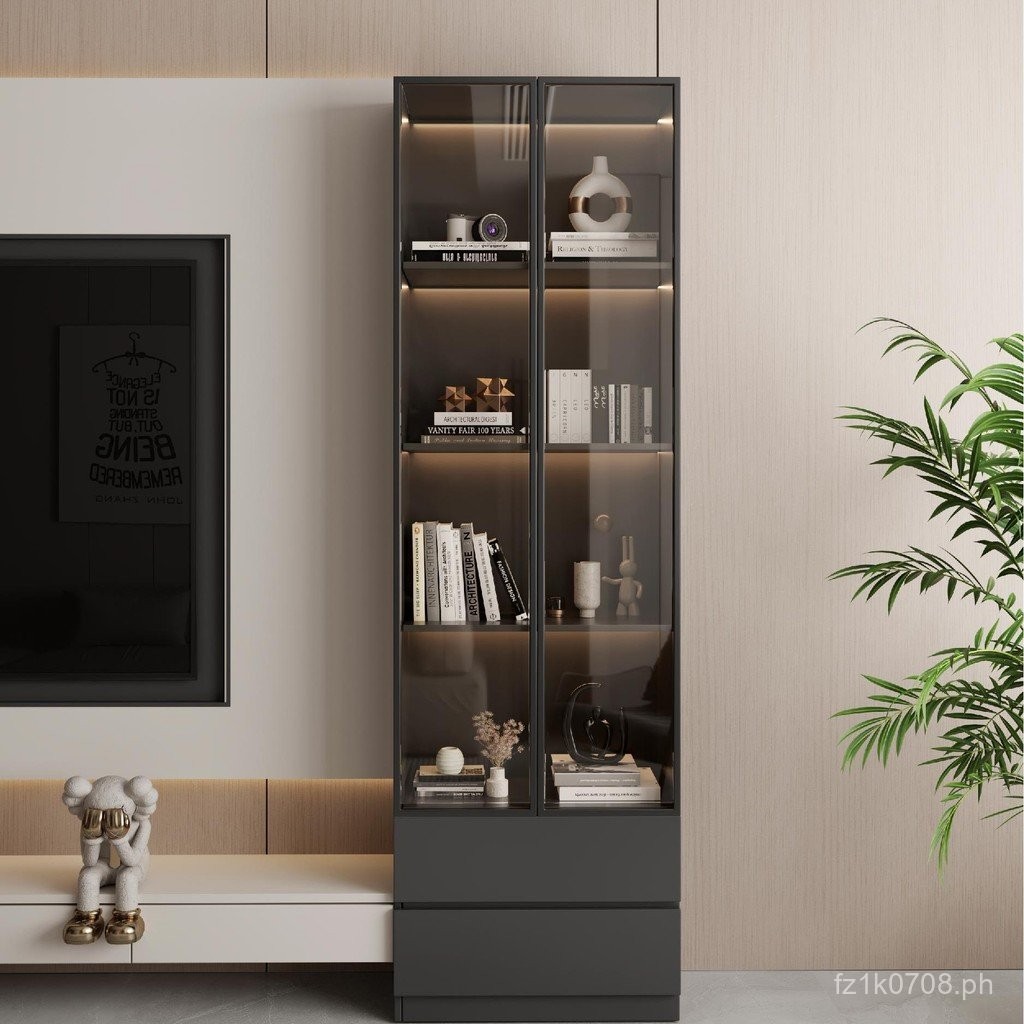 Side Display Cabinet Storage Cabinet Narrow Cabinet Glass Door Cabinet ...