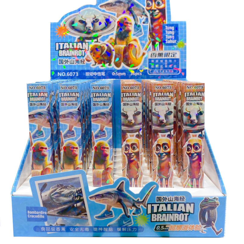 1PCS New Italian Brainrot Blind Box Push Gel Pen Cute Cartoon Blind Box ...