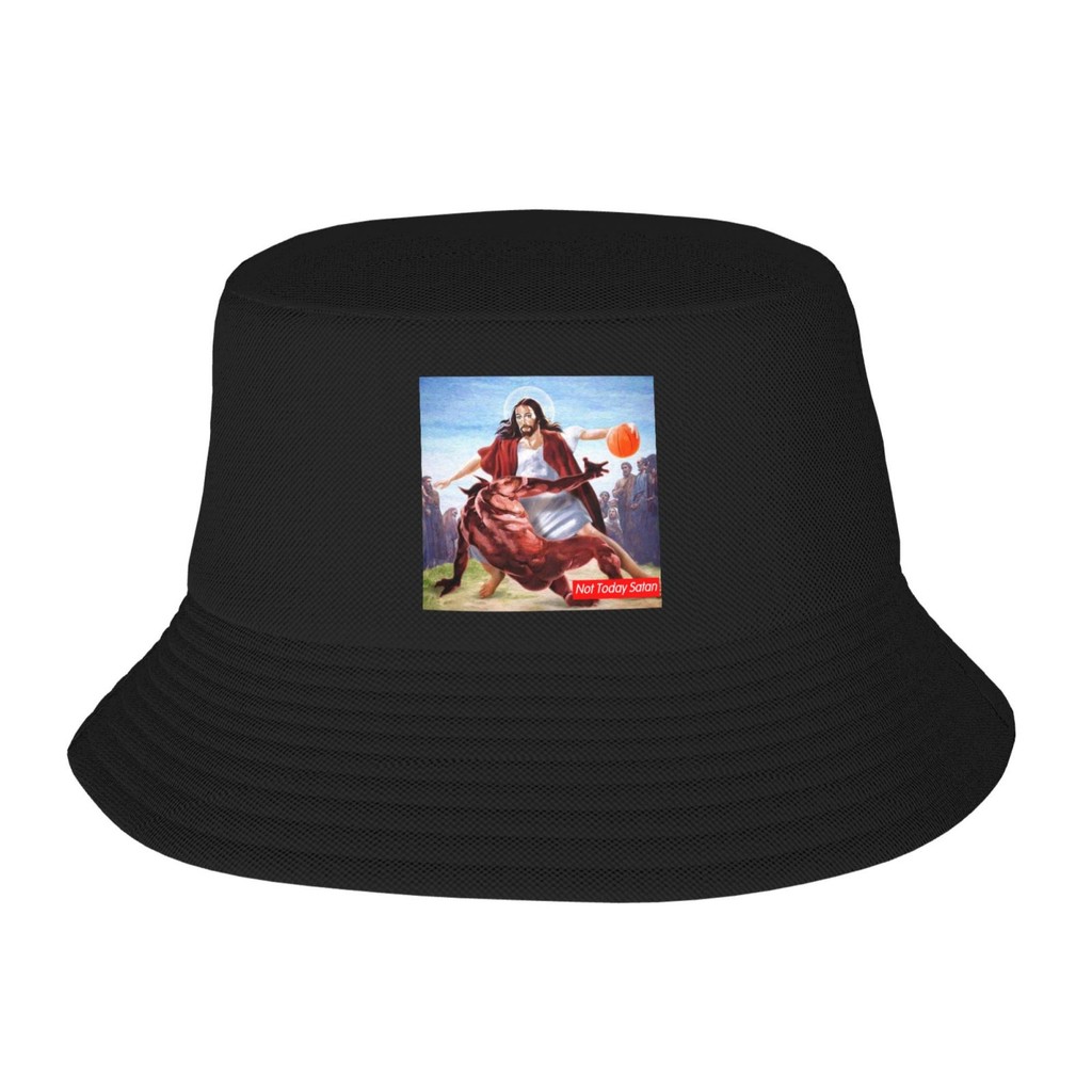 Not Today Satan Jesus Crossover Basketball Fisherman's Hat Bucket Hat ...