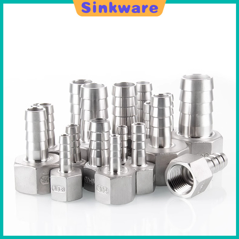 【YHD】Hose Barb Tail 6/8/10/12/14MM SS304 Stainless Steel Pipe Fitting 1 ...