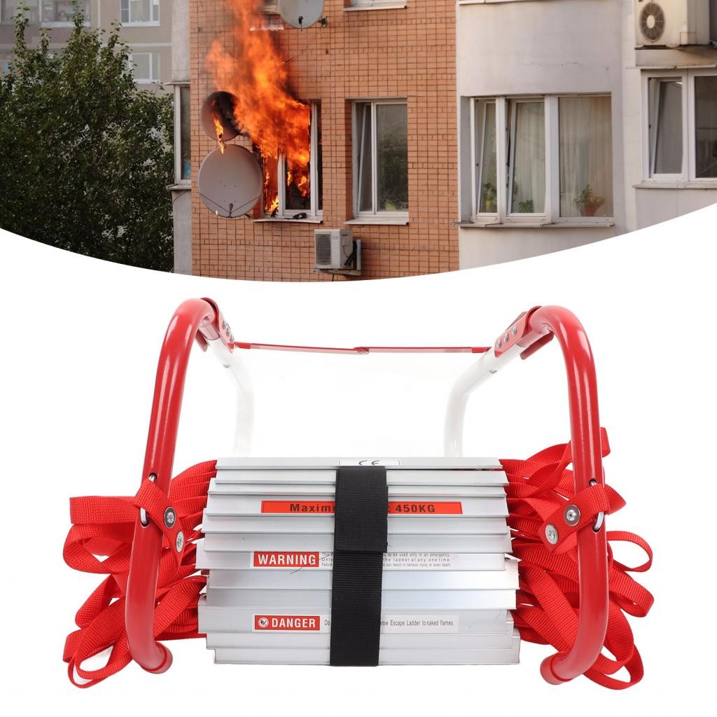 Xguli Fire Escape Ladder Rope 7.5m Retractable 3 Story Emergency Safety ...