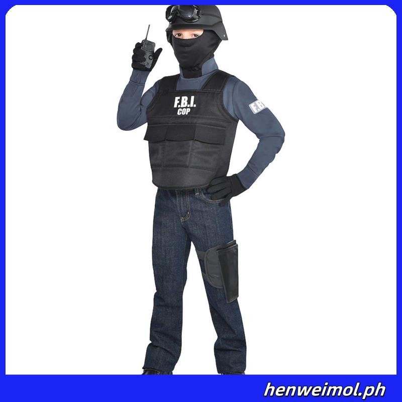 Halloween Kids Costume Cosplay FBI Agent Bulletproof Vest Outfits 5 ...