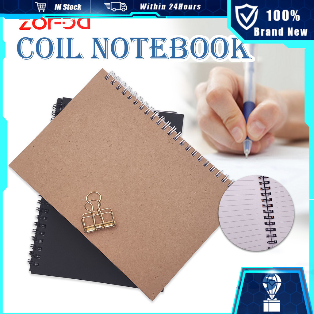 Composition Spiral Notebook A5 Double Coil Notepad Kraft Cover 60 Sheet ...