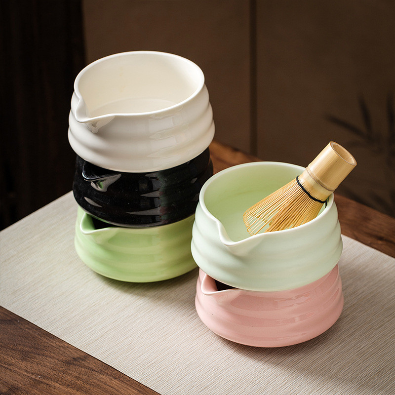 Corrugated Ceramic Matcha Tea Set Japanese Matcha Bowl with Mouth Tea ...