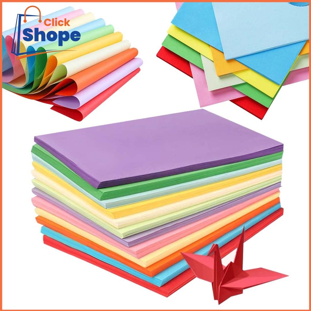 CLICK SHOPE A4 Colored Paper 100 Sheets Origami Paper Double Sided ...