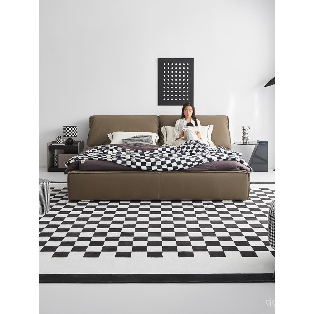 Shengkana Elephant Ear Bed Genuine Leather Bed Modern Simple Double Bed ...