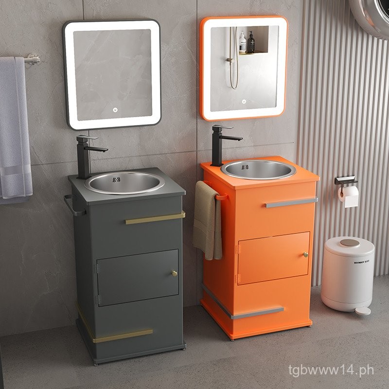 Industrial Style Stainless Steel Wash Basin Integrated Floor-Standing ...