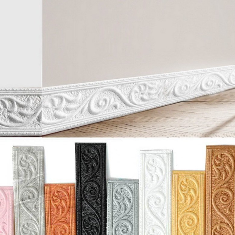 Moisture-proof 3D Wall Sticker Baseboard Decorative Strip Self Adhesive ...