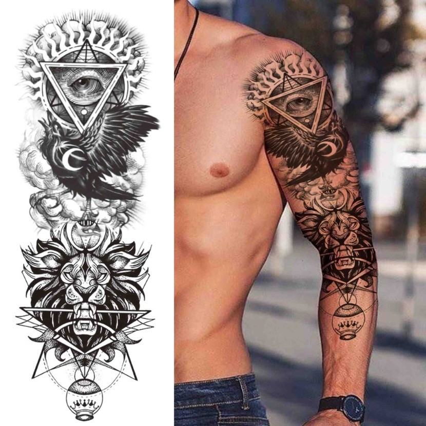 Realistic Tribal Eye Rudder Temporary Tattoo for Men Women Adult Black ...