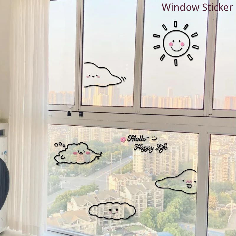 Small Fresh and Cute Glass Door Decoration Stickers Shopping Mall ...