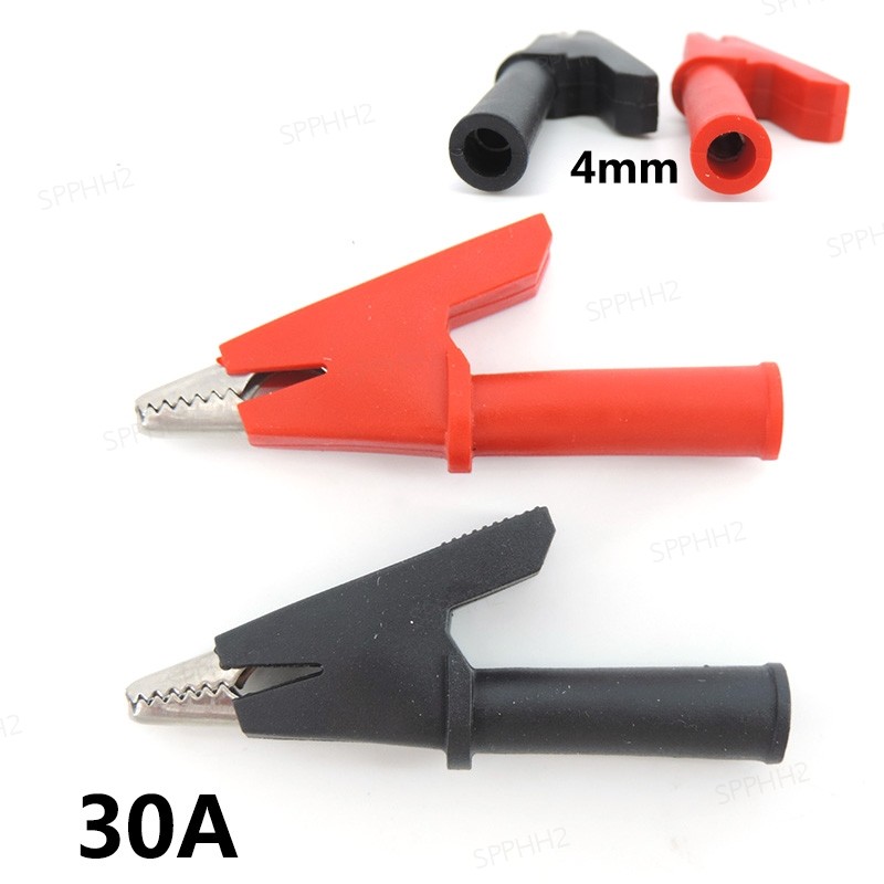 Red Black Crocodile Alligator Clips With 4mm Socket Banana Jack Test ...