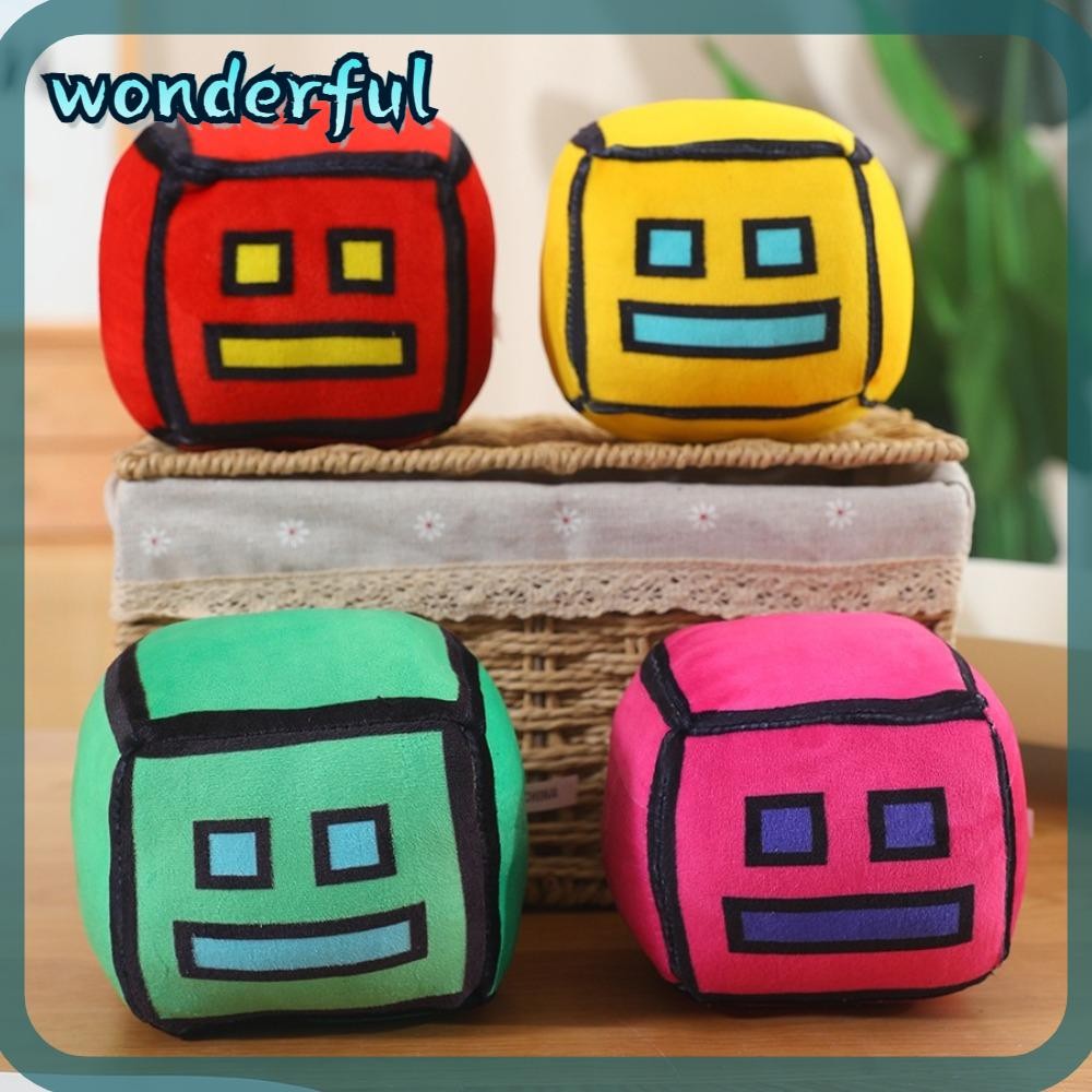 WONDER Geometry Plush Toy, Soft 12cm Geometry Dash Cube Small Pillow ...