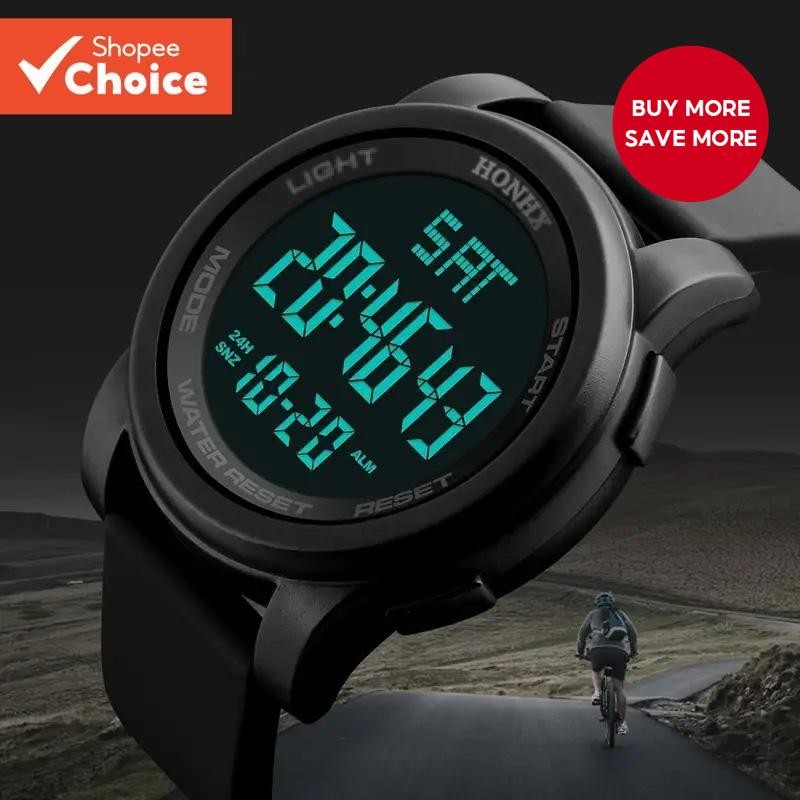 Unisex Round Digital Watch - Trendy Waterproof LED Timepiece with ...