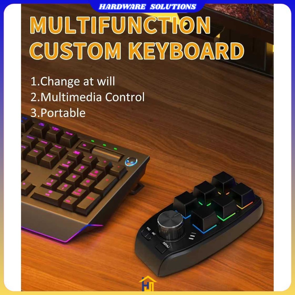 Macro Keyboard Bluetooth Wired Mechanical Shortcut 6 Key 1 Knob - AM7 ...