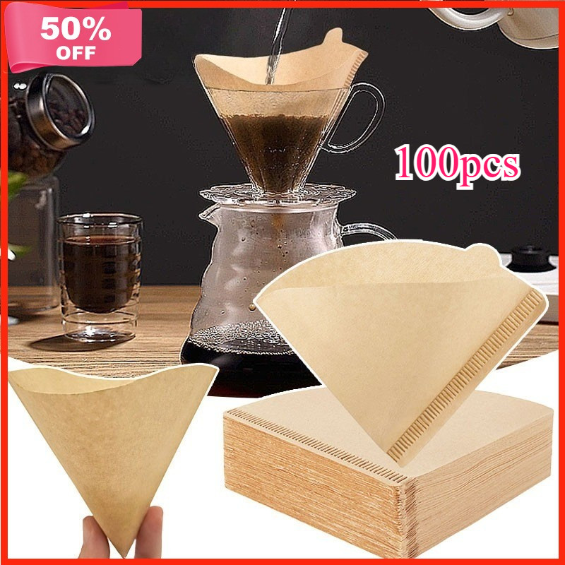 100pcs V-Shaped Coffee Filter Paper Coffee Cup Filter Paper Hand Brewed ...