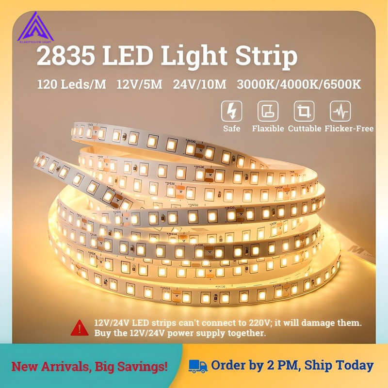 12V 24V 2835 LED Strip Tape Light Ribbon 120 LEDs Home Decor TV 5M 10M | Shopee Philippines