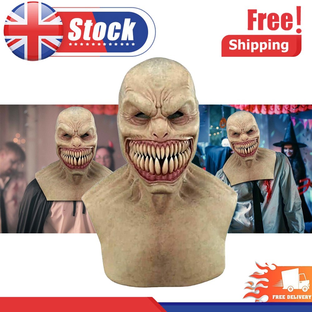 Halloween Scary Latex Full Head Mask Cosplay Clown Face Cover Devil ...