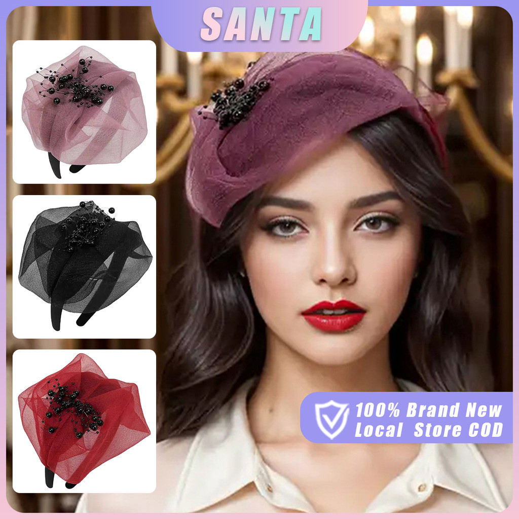 Hat Headband Mesh Yarn Half Hat Headband French Style Hat Shape ...