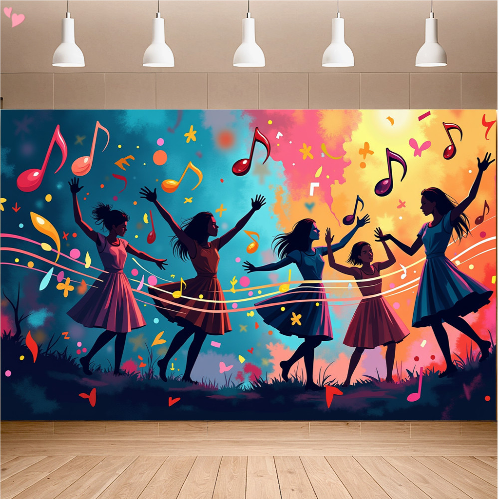 Colorful Music Note Banner Backdrop for Party Decor Event Stage ...