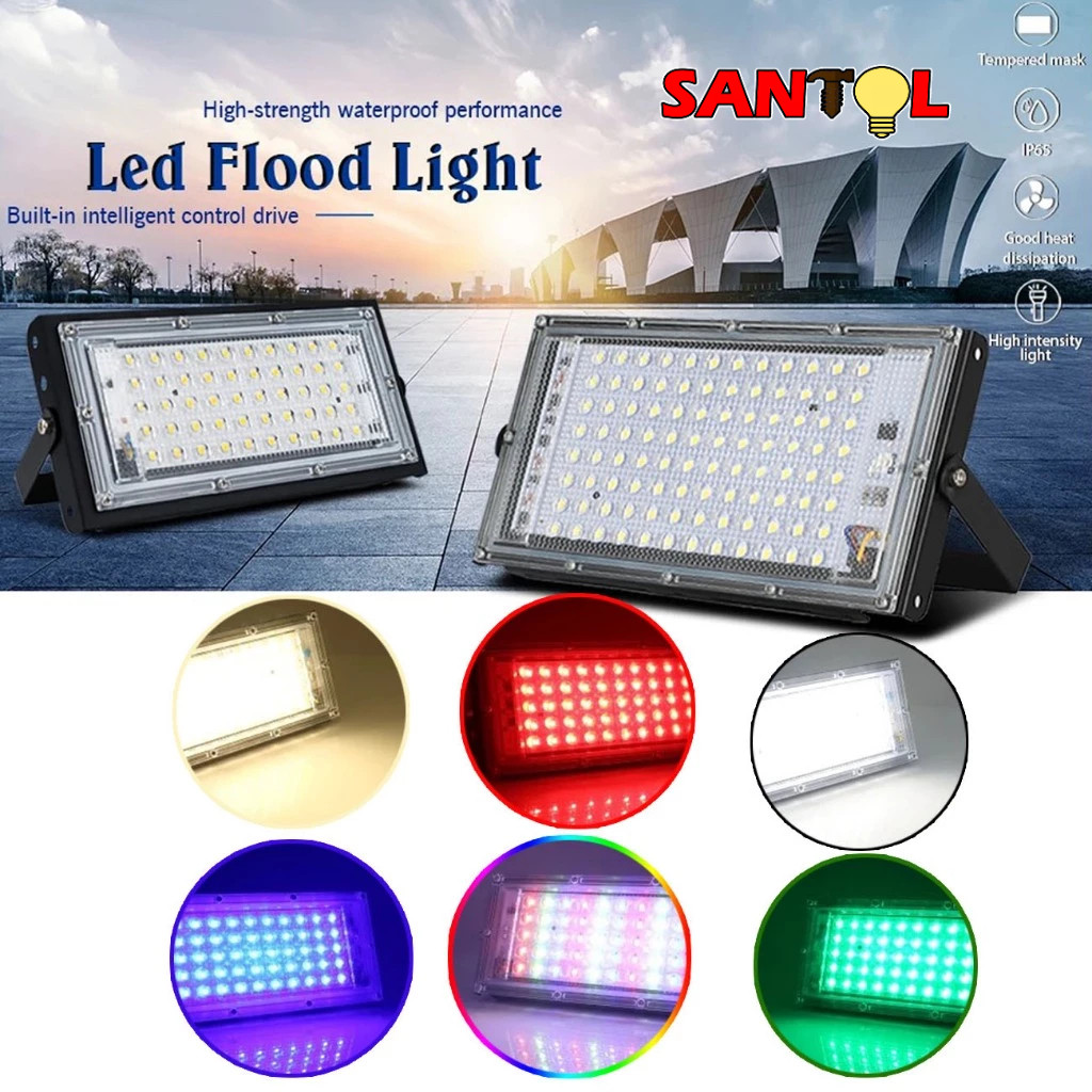 50W High Bright LED Floodlight IP65 Waterproof Outdoor Street Light 220V RGB Landscape Spotlight ...