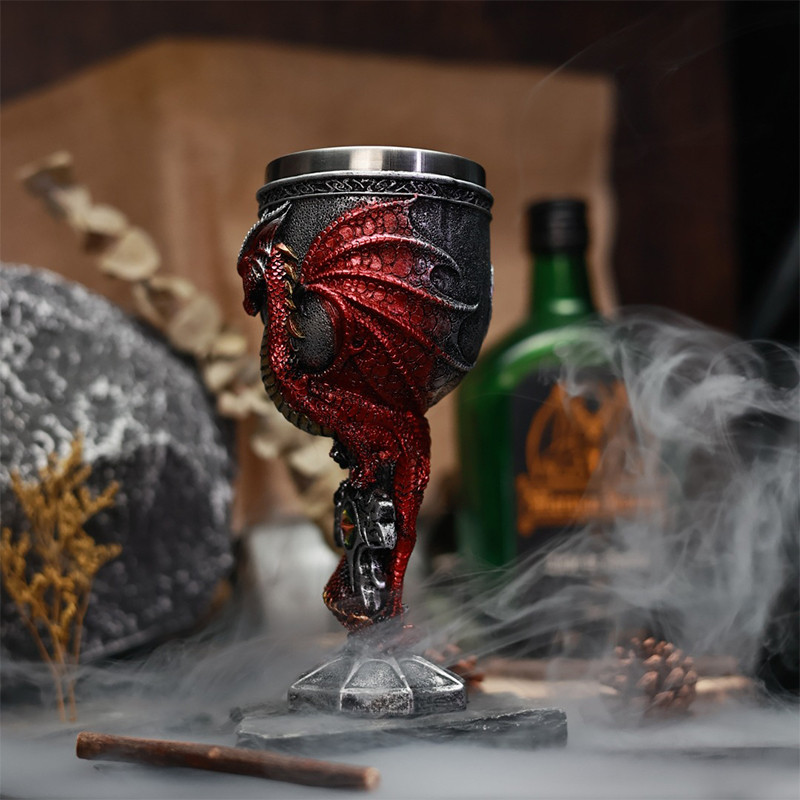 [Myoloy] Medieval Flame Dragon Wine Goblet Stainless Steel Cup Drinking ...