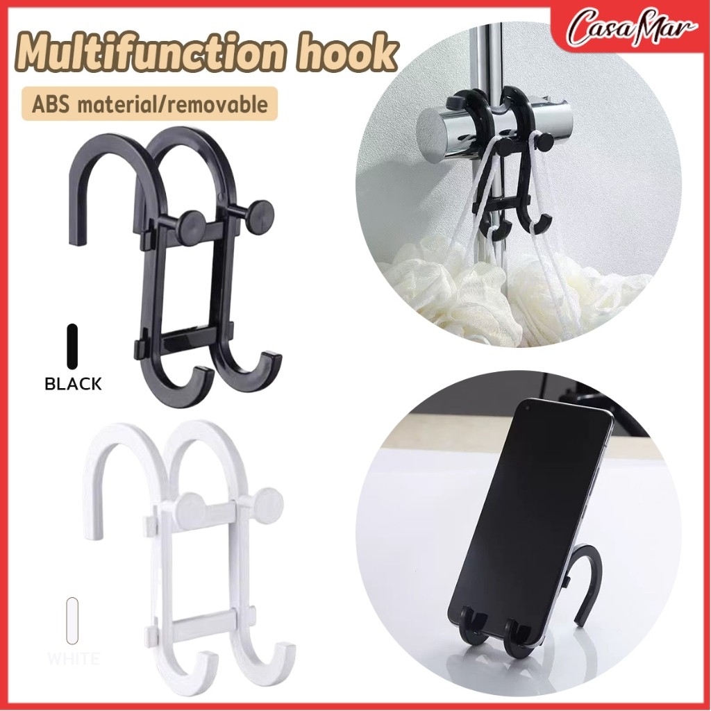 C.M. Multifunction Hook No Punch Wall Hanging Bathroom Towel Rack Mobile Phone Holder 1 Piece ...