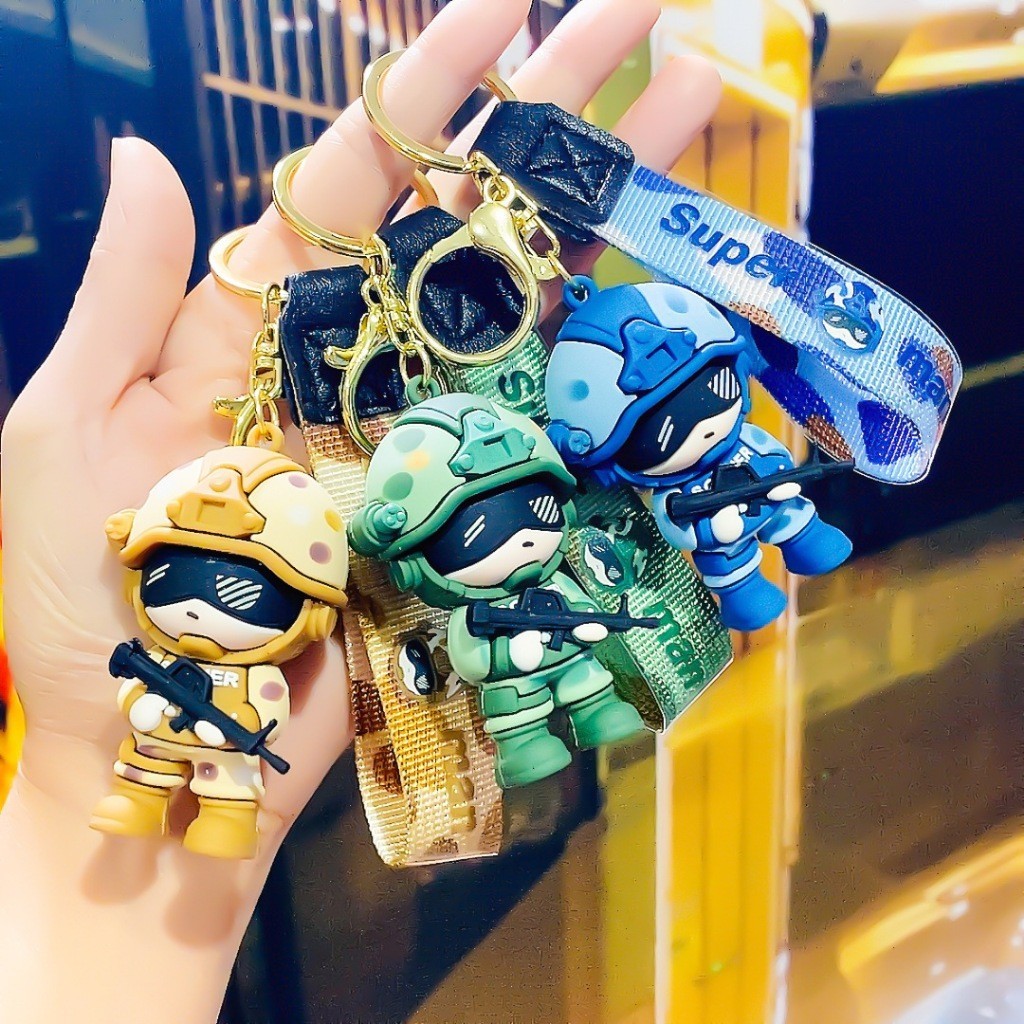 Tactical Rubber Keychain Soldier Squishy Army Style Motorcycle Key ...