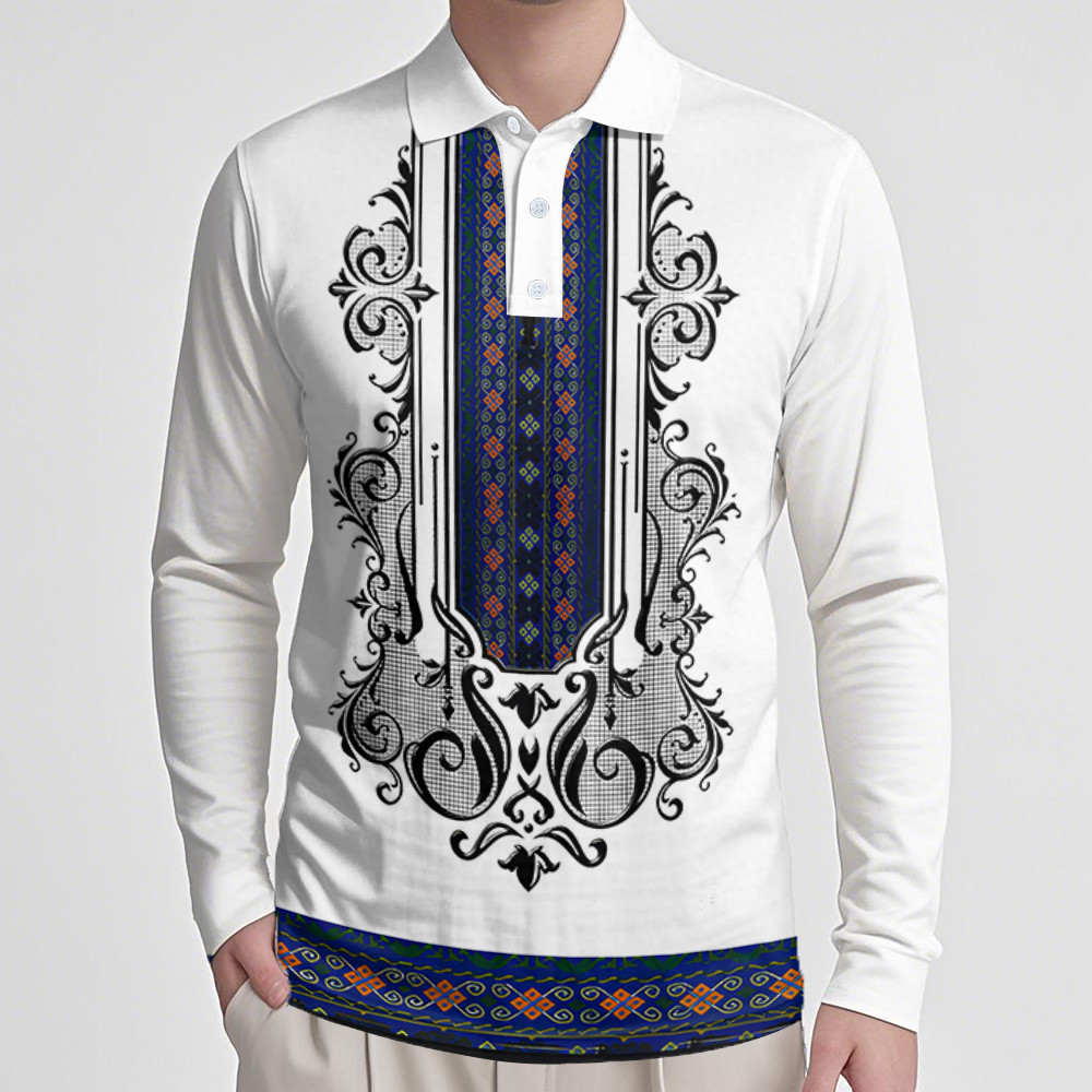 Summer Long Sleeve Polo For Men Formal Asean Attire Shirts Polo Barong ...
