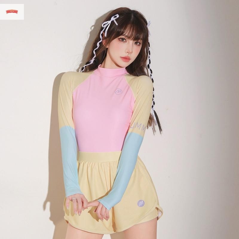 YESC 2024 New Candy Color One Piece Suits Long Sleeve Sun Protection ...