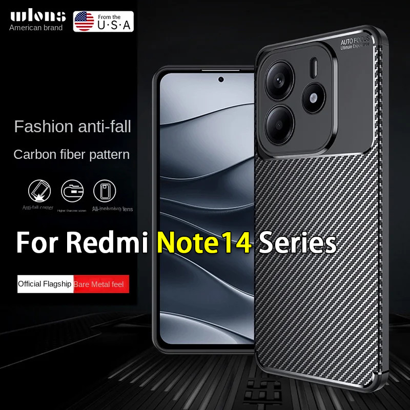 Carbon fiber style Casing For Xiaomi Redmi Note 14 Pro+ Note14 14Pro ...