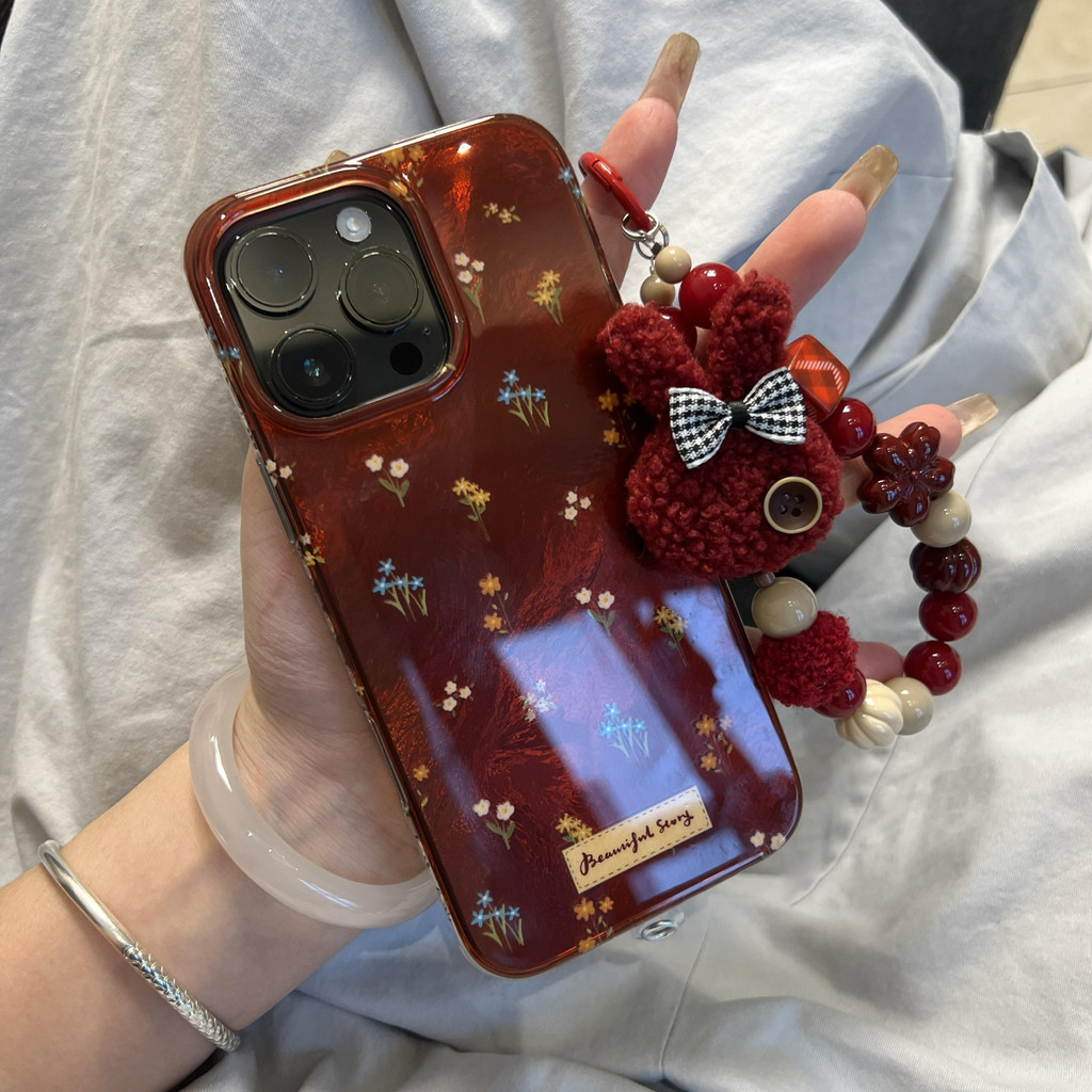 Luxury red floral lucky phone case for iPhone16 15 14 13 Pro Max ...
