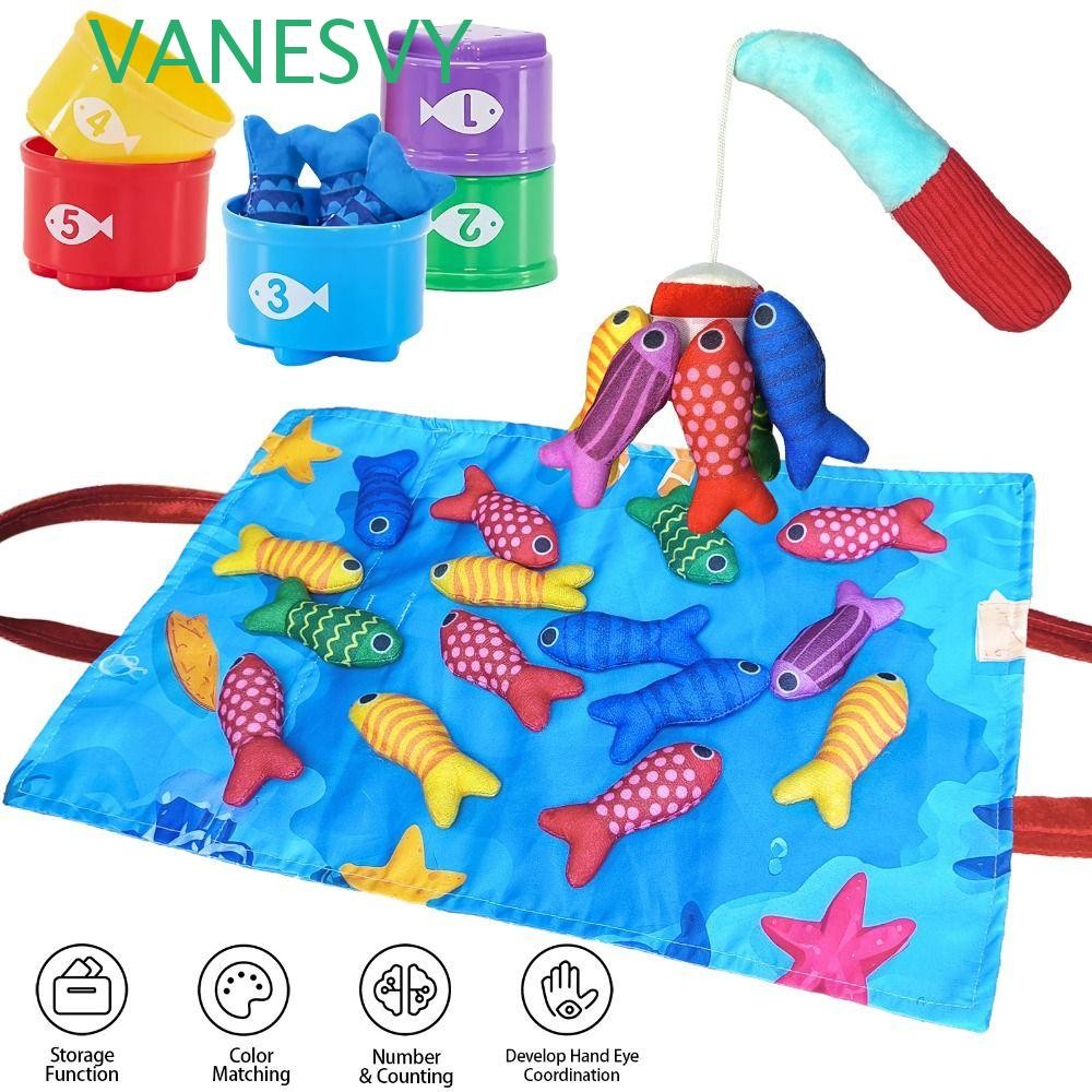 VANESVY Kids Fishing Game, Cloth Montessori Color Sorting Fishing Game ...