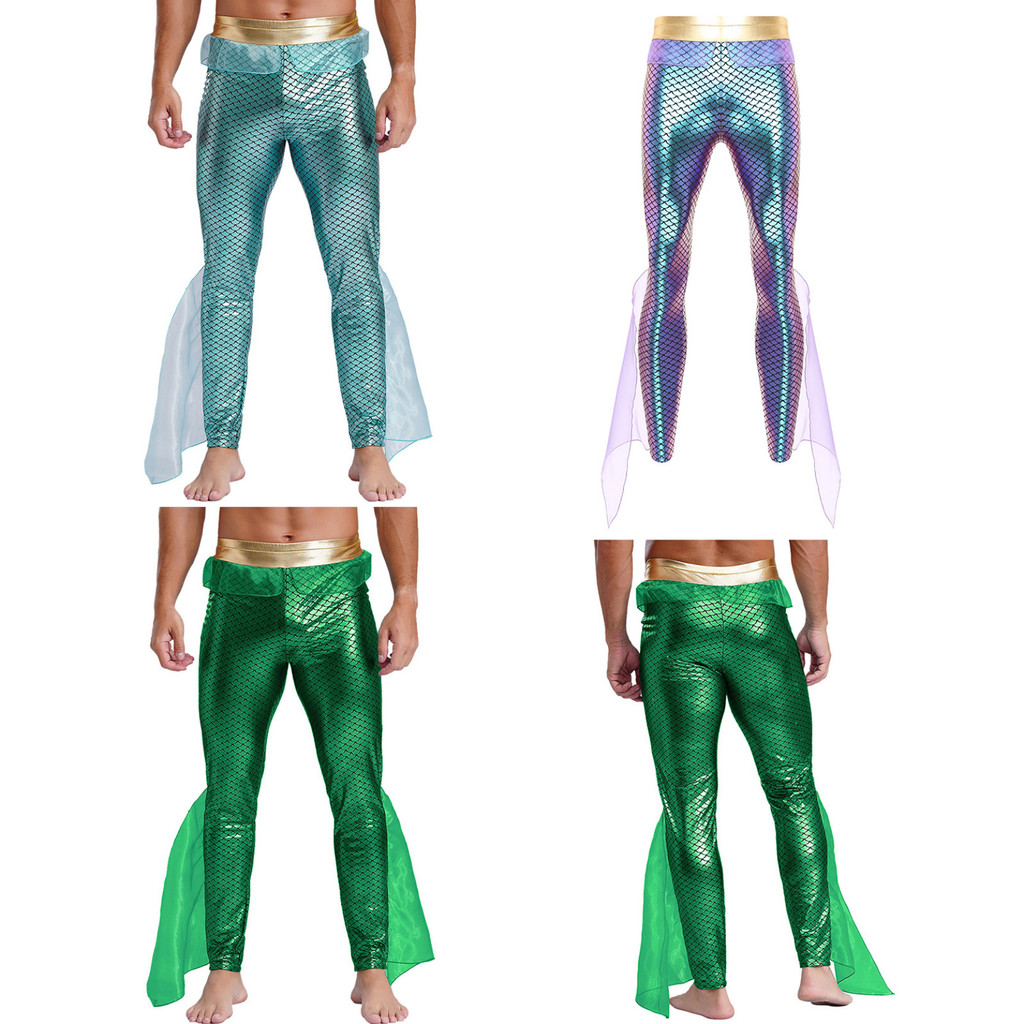Men Mermaid Pants Halloween Theme Party Poseidon King of The Sea ...
