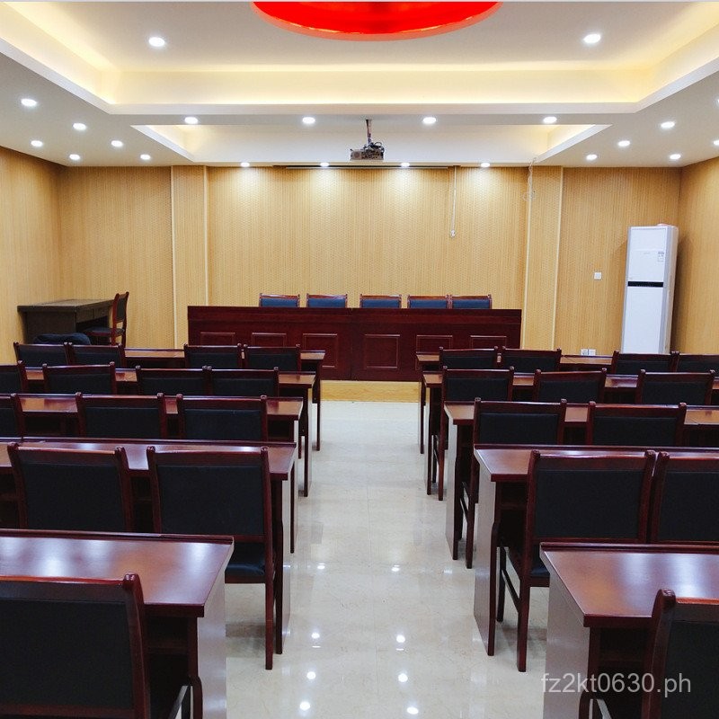 Conference Table and Chair Set with Wood Veneer for Employees, Double ...