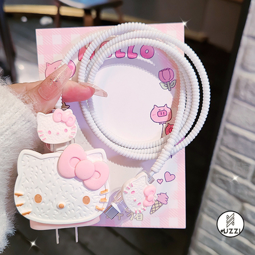 Cute KT Cat Charger Data Cable Protector for IPhone 18W 20W Charger ...